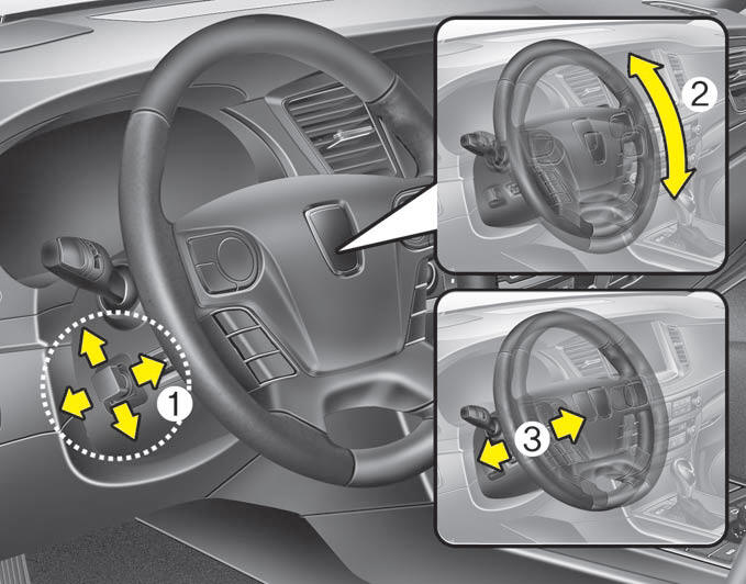 Hyundai Equus: Tilt Steering/Telescope Steering - Steering wheel - Features of your vehicle ...